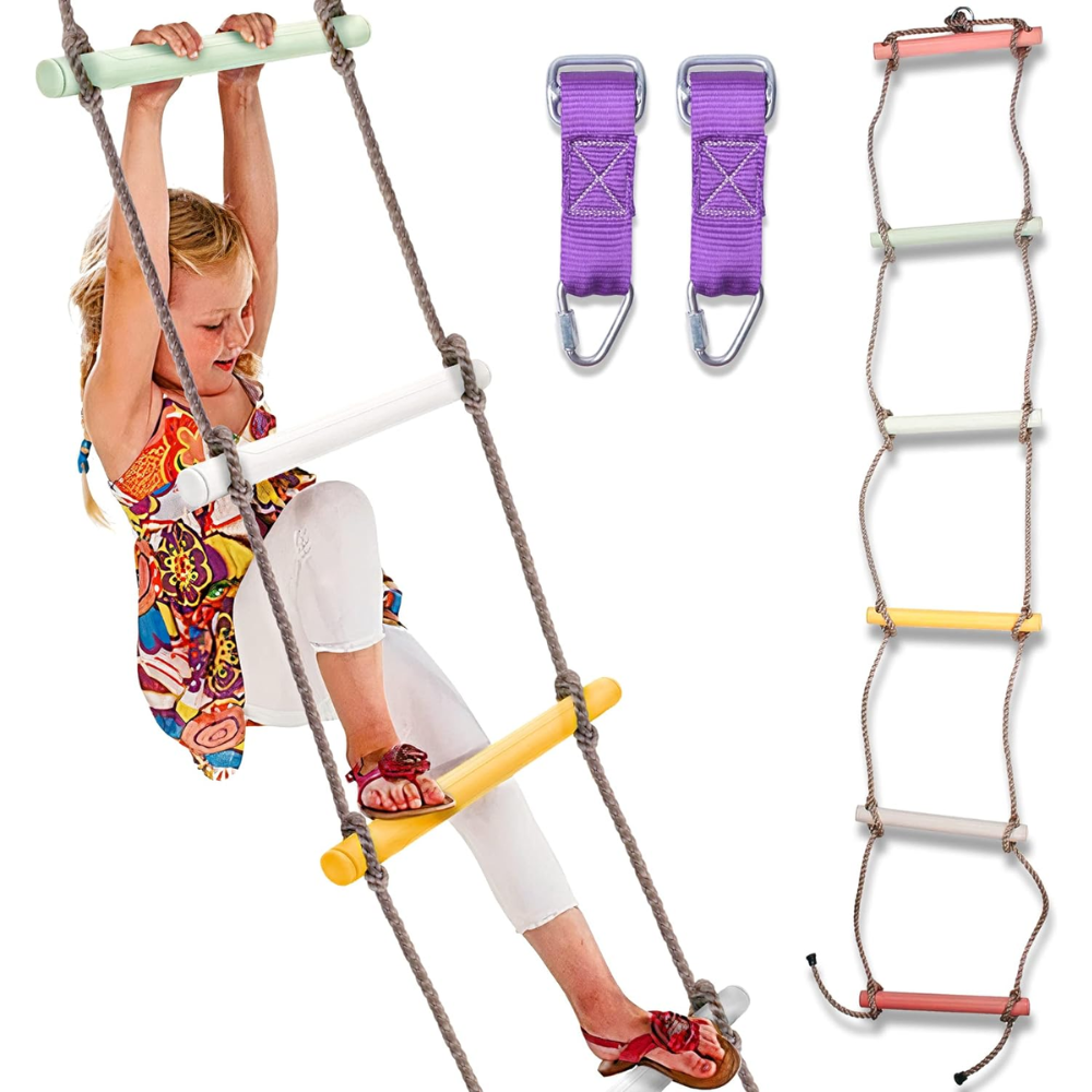 Trailblaze Colorful Climbing Rope Ladder with Plastic Rungs